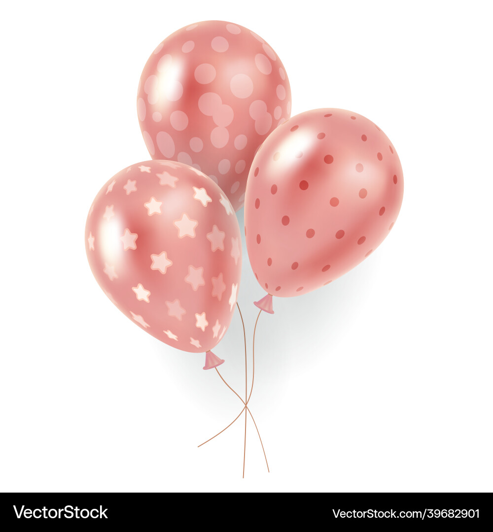 Realistic striped balloons 3d party decor bunch Vector Image
