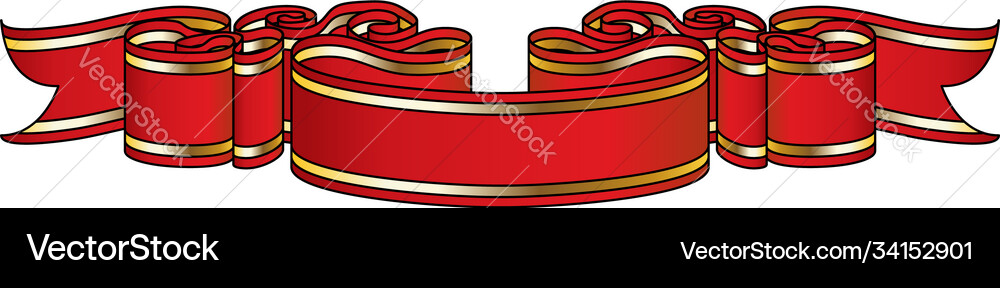 Red ribbon with golden stripes Royalty Free Vector Image