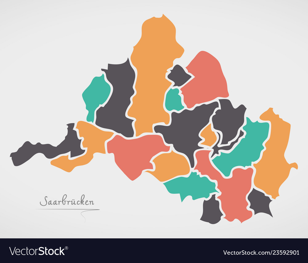 Saarbrucken map with boroughs and modern round Vector Image