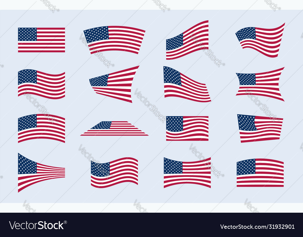 Set different american flags Royalty Free Vector Image
