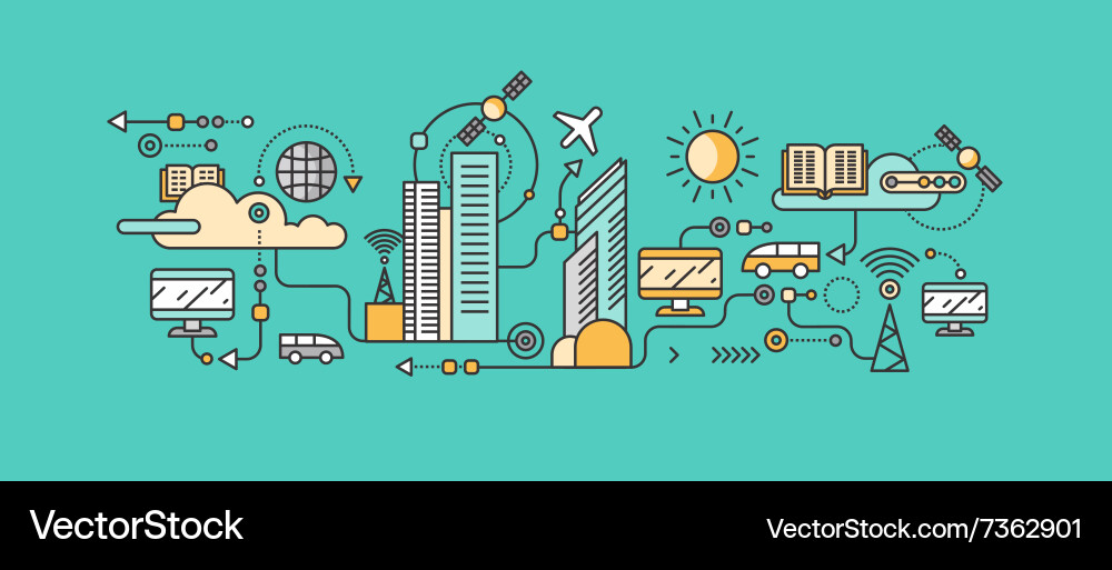 Smart technology in infrastructure of the city Vector Image