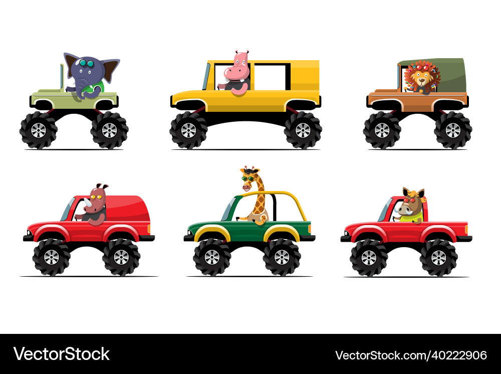 Animal driver pets vehicle and elephant Royalty Free Vector