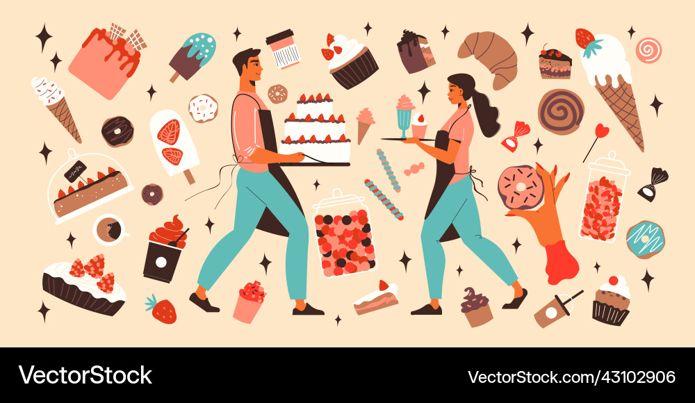 Confectionery flat set Royalty Free Vector Image