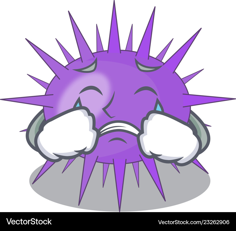 Crying underwater scenery on mascot sea urchin Vector Image