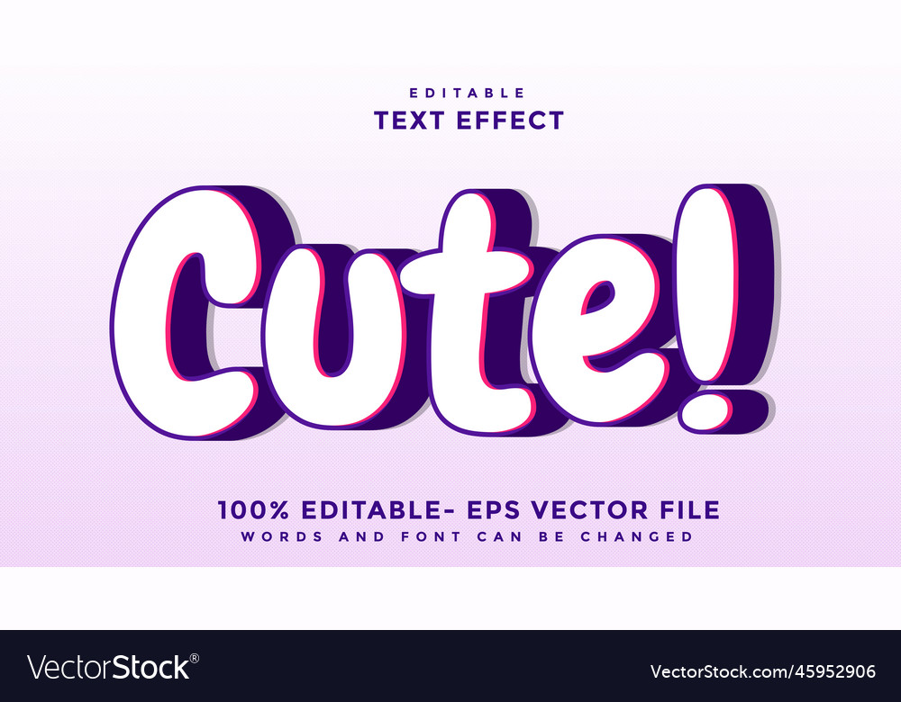 Cute editable text effect design template effect Vector Image