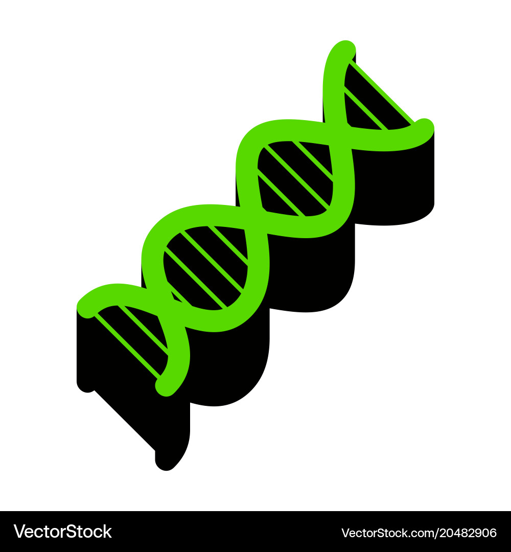 Dna sign green 3d icon with black Royalty Free Vector Image