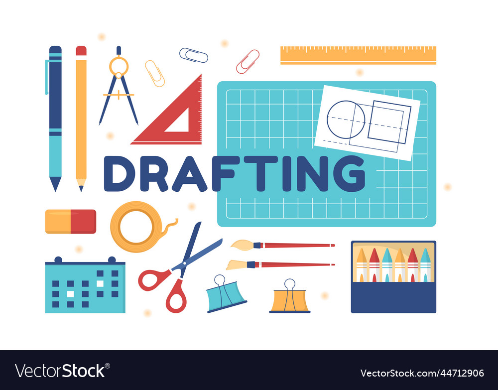 Drafting engineer or architect working on drawing Vector Image