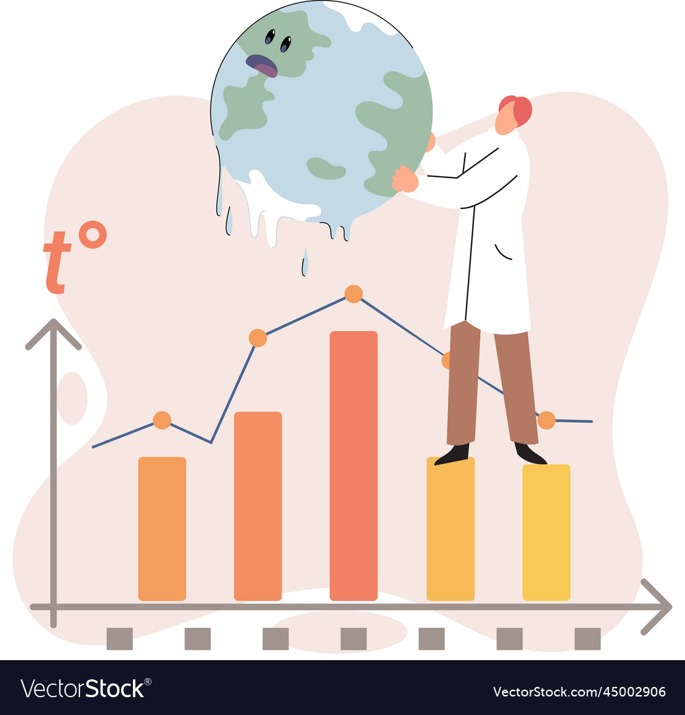 Global warming concept scientist studies rising Vector Image