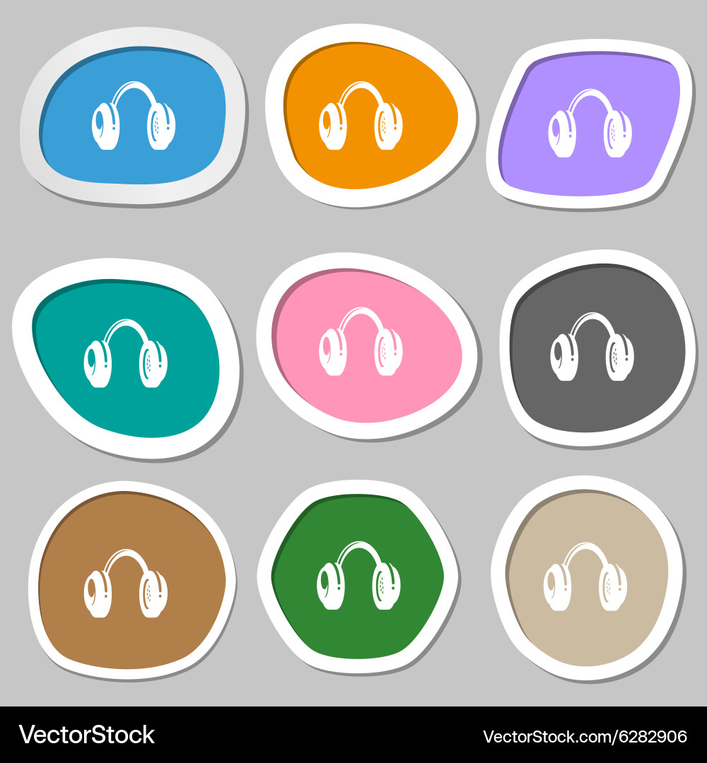 Headsets icon symbols multicolored paper stickers Vector Image