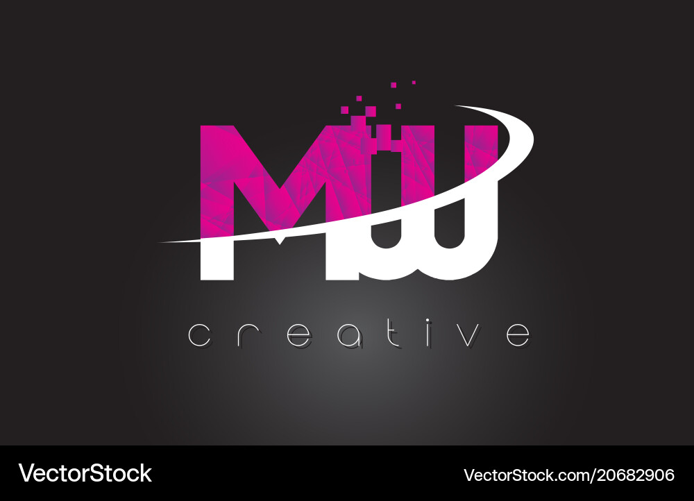 Mw m w creative letters design with white pink Vector Image