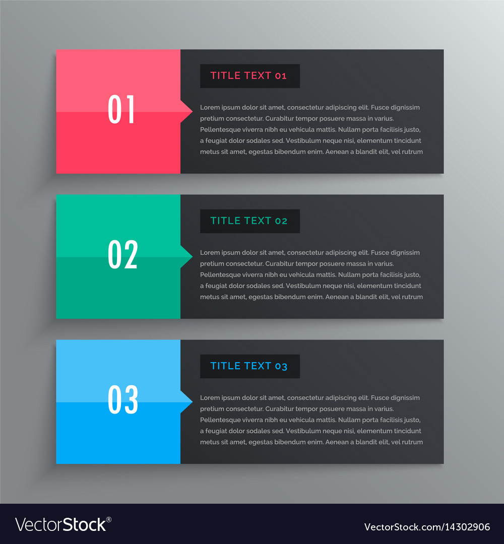 Options infographic design with three steps Vector Image