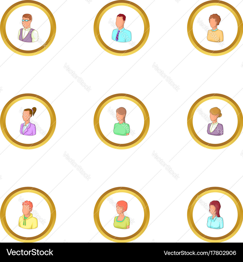 Portrait icons set cartoon style Royalty Free Vector Image