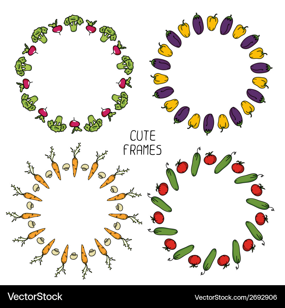 Set of colorful frames vegetables beautiful Vector Image