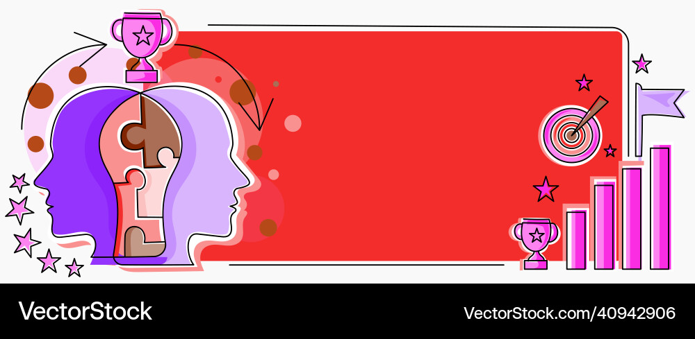 Two heads connected with puzzle showing solving Vector Image