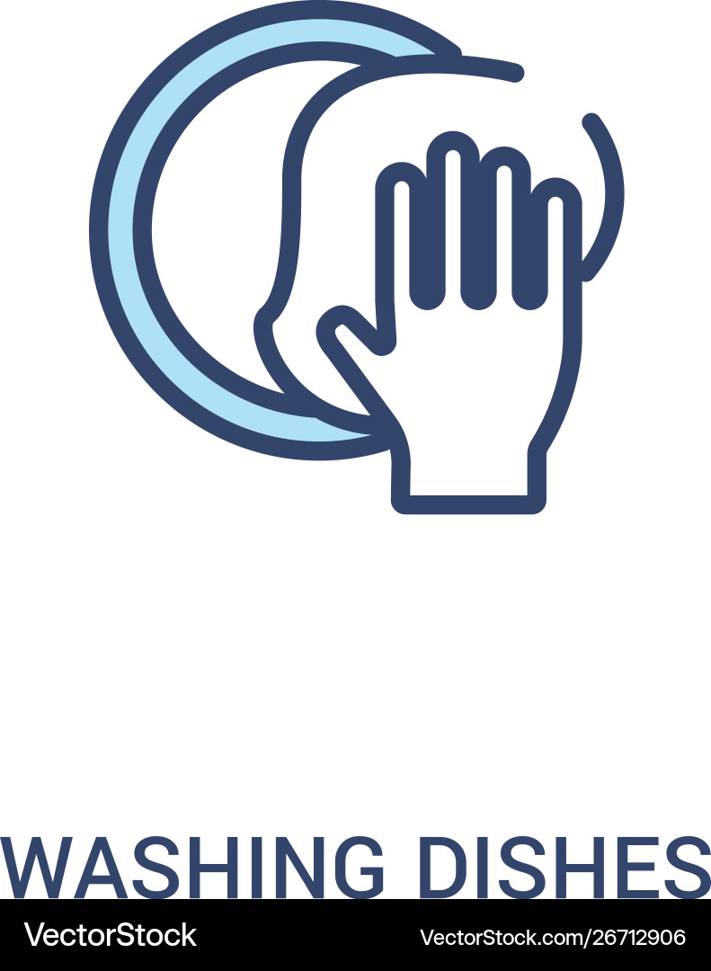 Washing dishes concept 2 colored icon simple line Vector Image