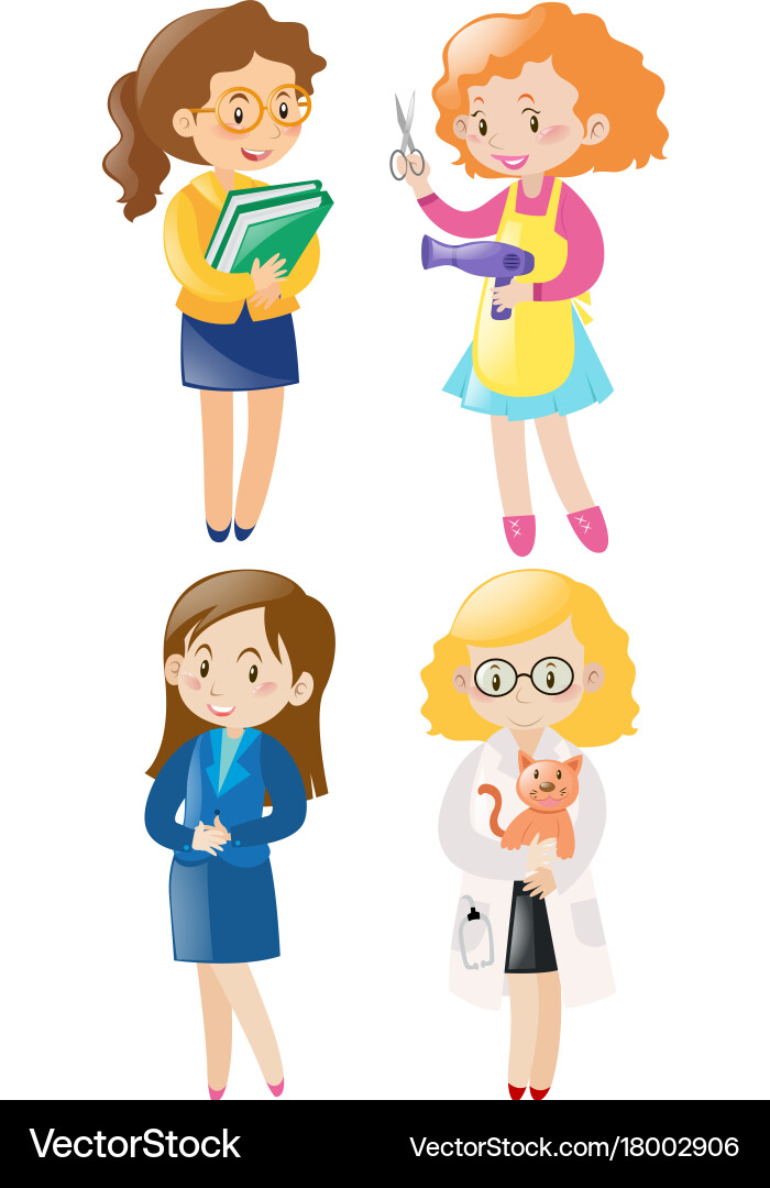 Women doing different kinds jobs Royalty Free Vector Image