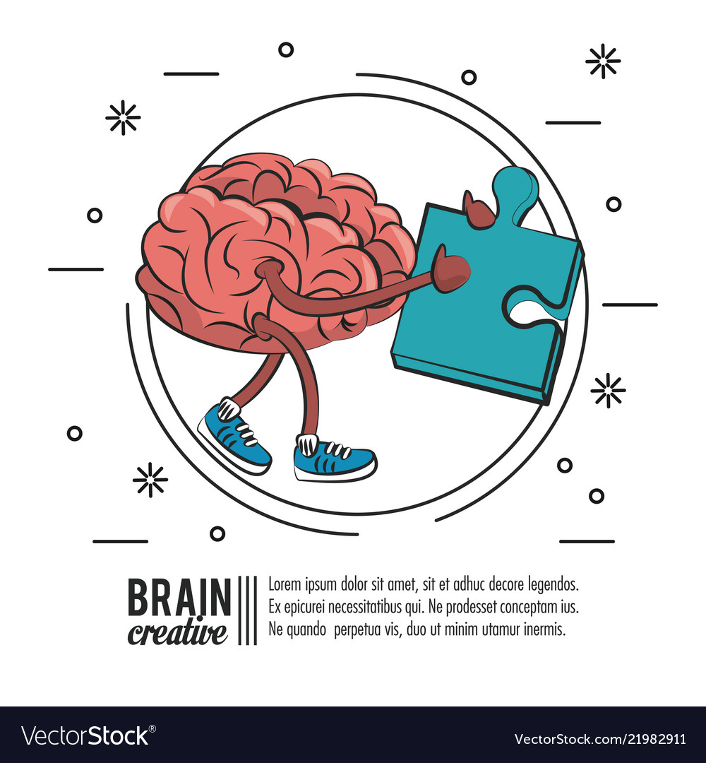 Brain creative poster icon Royalty Free Vector Image