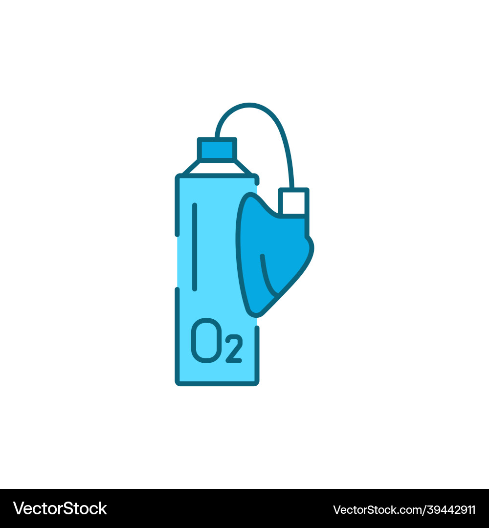 Breathing oxygen cylinder color line icon Vector Image