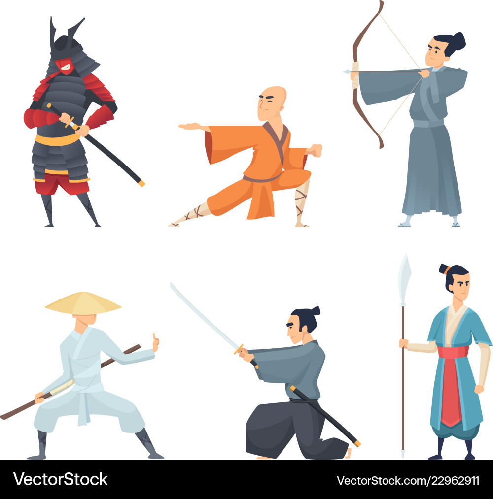 China fighters traditional eastern heroes emperor Vector Image