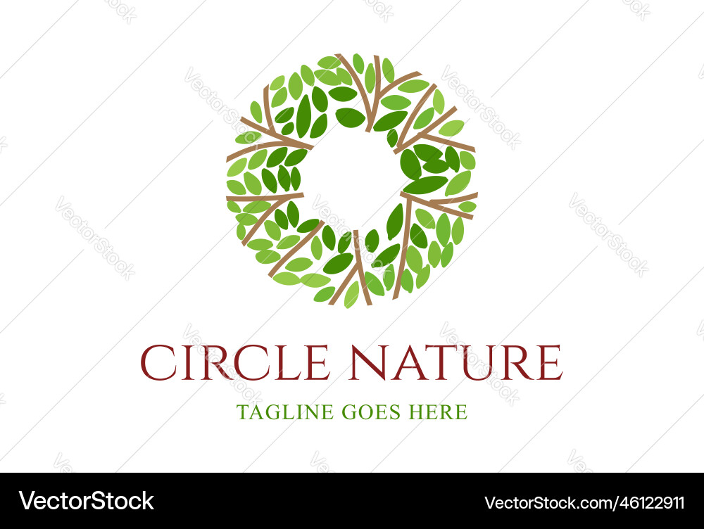 Circular green leaf plant tree branch for nature Vector Image
