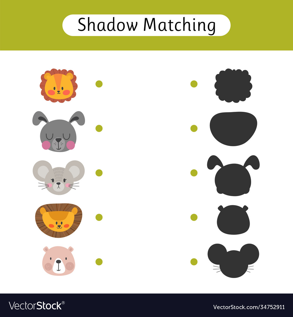 Find correct shadow matching game Royalty Free Vector Image