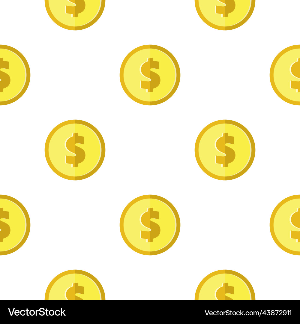 Golden coins with dollar sign seamless pattern Vector Image