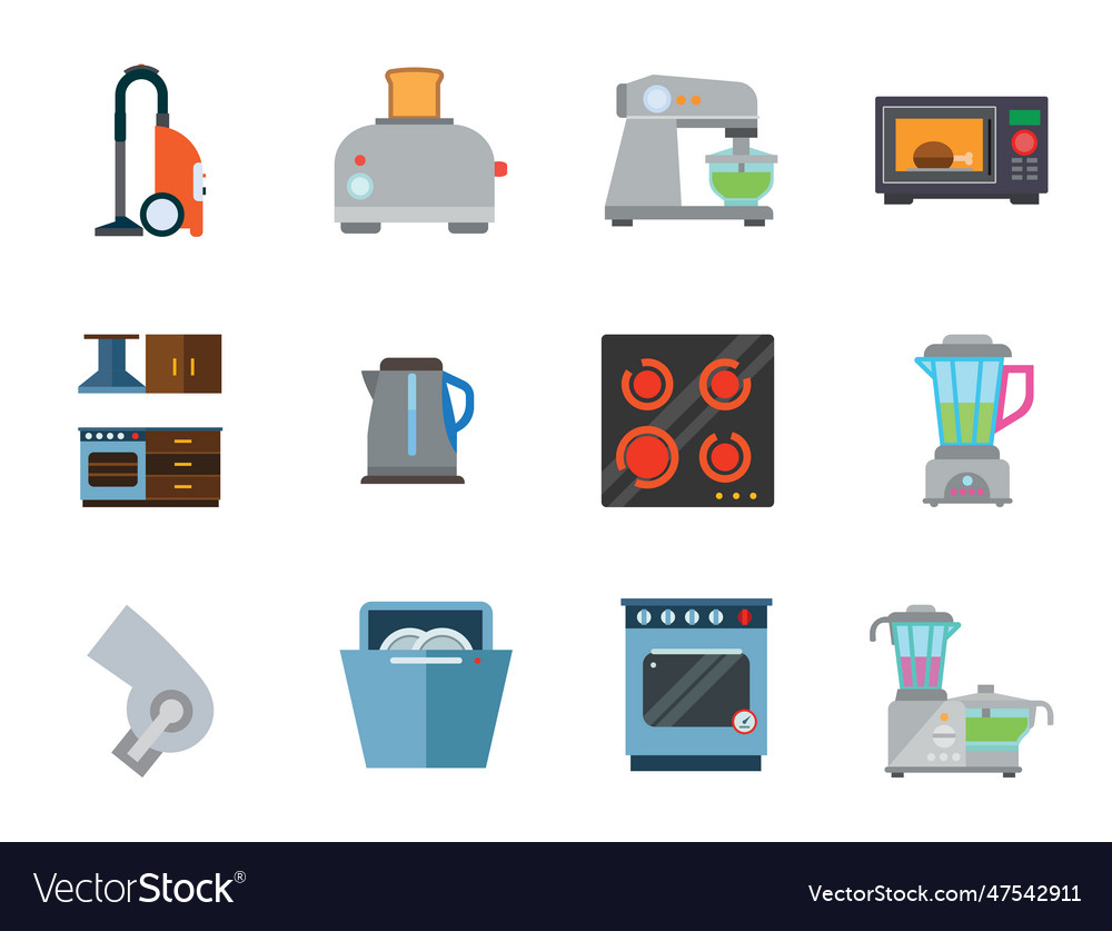 Home appliances icon set Royalty Free Vector Image