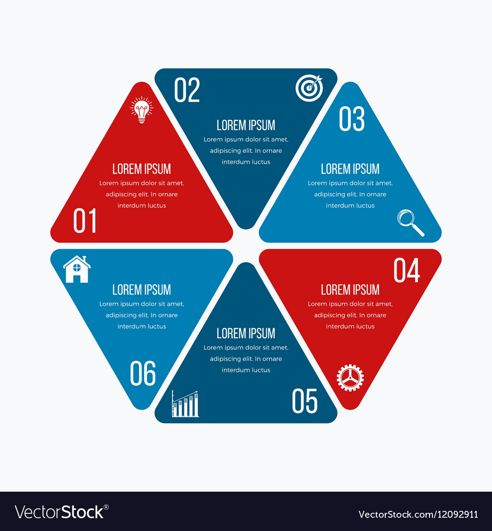 Infographics six hexagons Royalty Free Vector Image Infographics six hexagons Royalty Free Vector Image