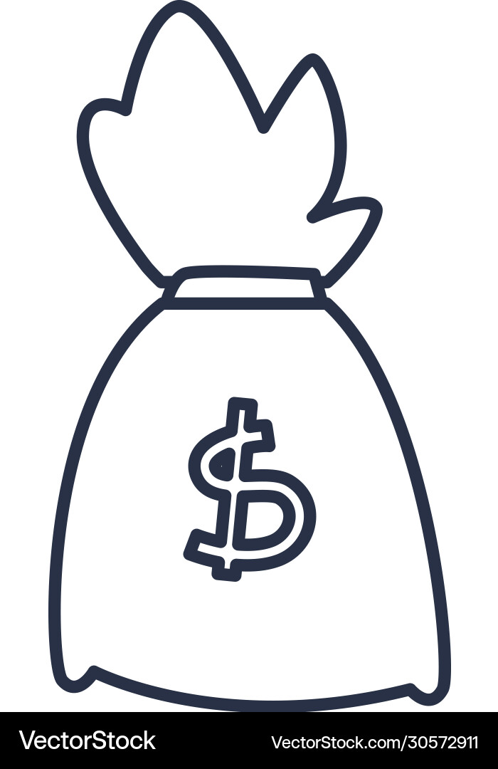 Money bag icon line style Royalty Free Vector Image