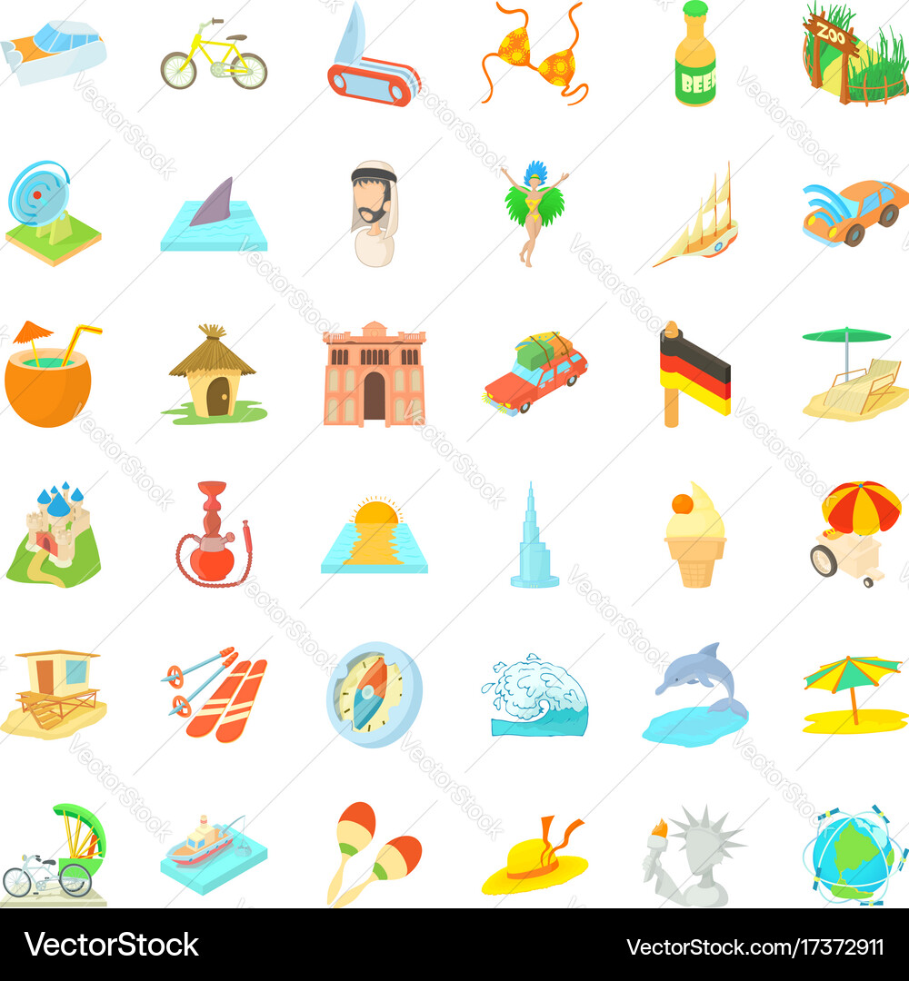 Relaxation icons set cartoon style Royalty Free Vector Image