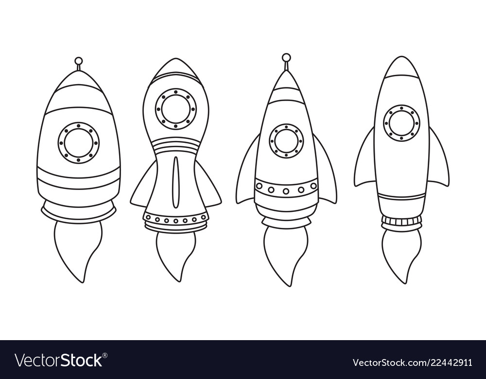 Rocket icon set isolated on white background Vector Image