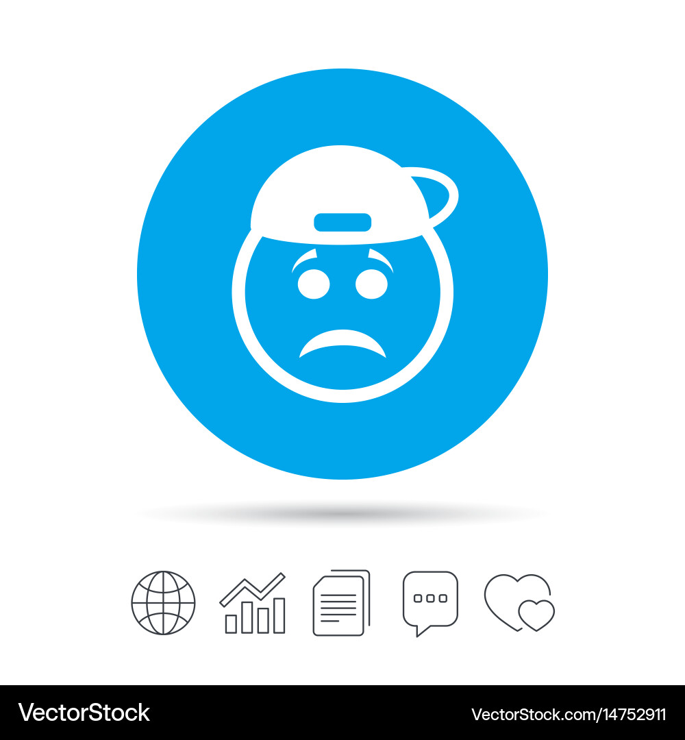 Sad rapper face sign icon sadness symbol Vector Image