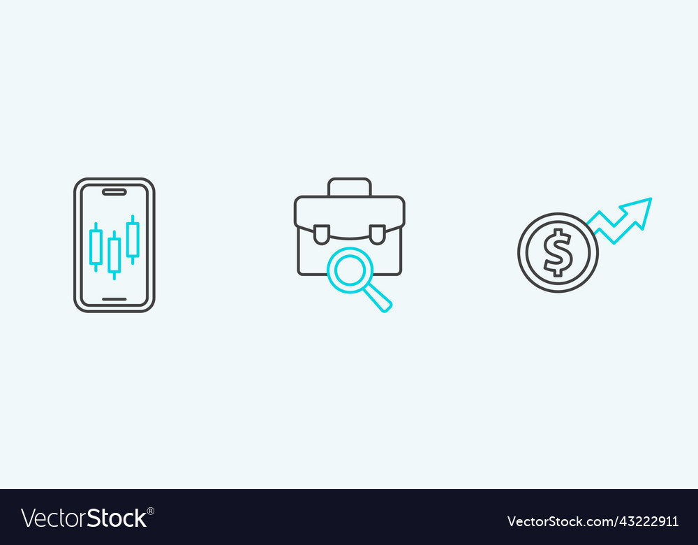 Set line financial growth dollar mobile stock Vector Image Set line financial growth dollar mobile stock Vector Image