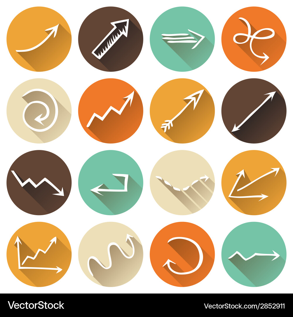 Set of round flat icons Royalty Free Vector Image