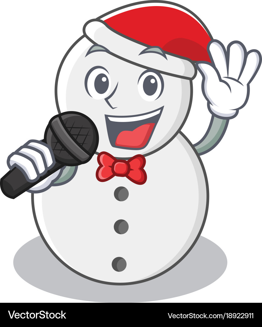 Singing snowman character cartoon style Royalty Free Vector