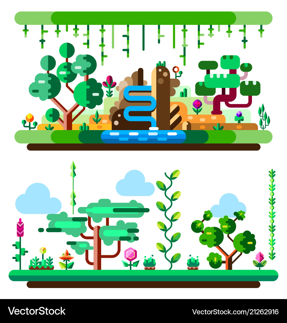 African tropical jungle and landscape made Vector Image