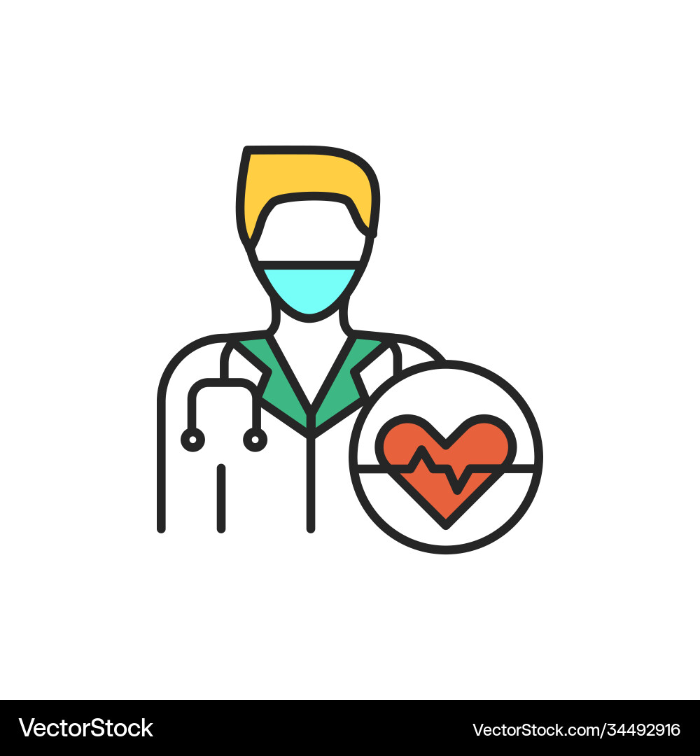 Cardiologist color line icon subject matter Vector Image