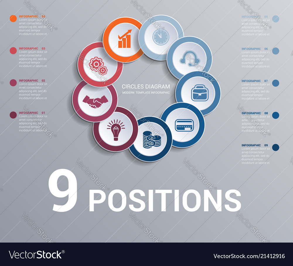 Circles diagram data elements template Royalty Free Vector