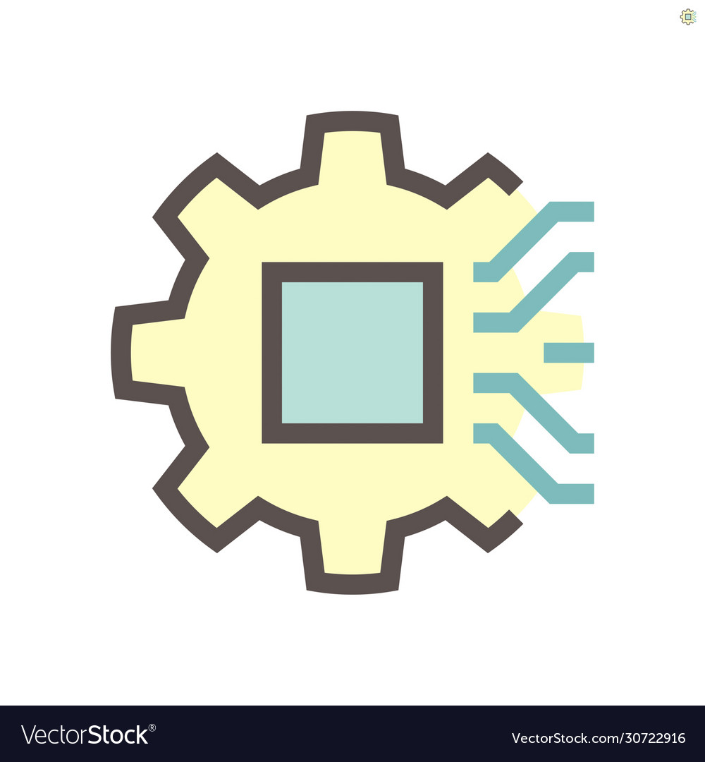 Computer chip processor technology and gear shape Vector Image