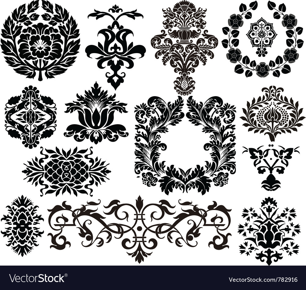 Damask elements Royalty Free Vector Image - VectorStock
