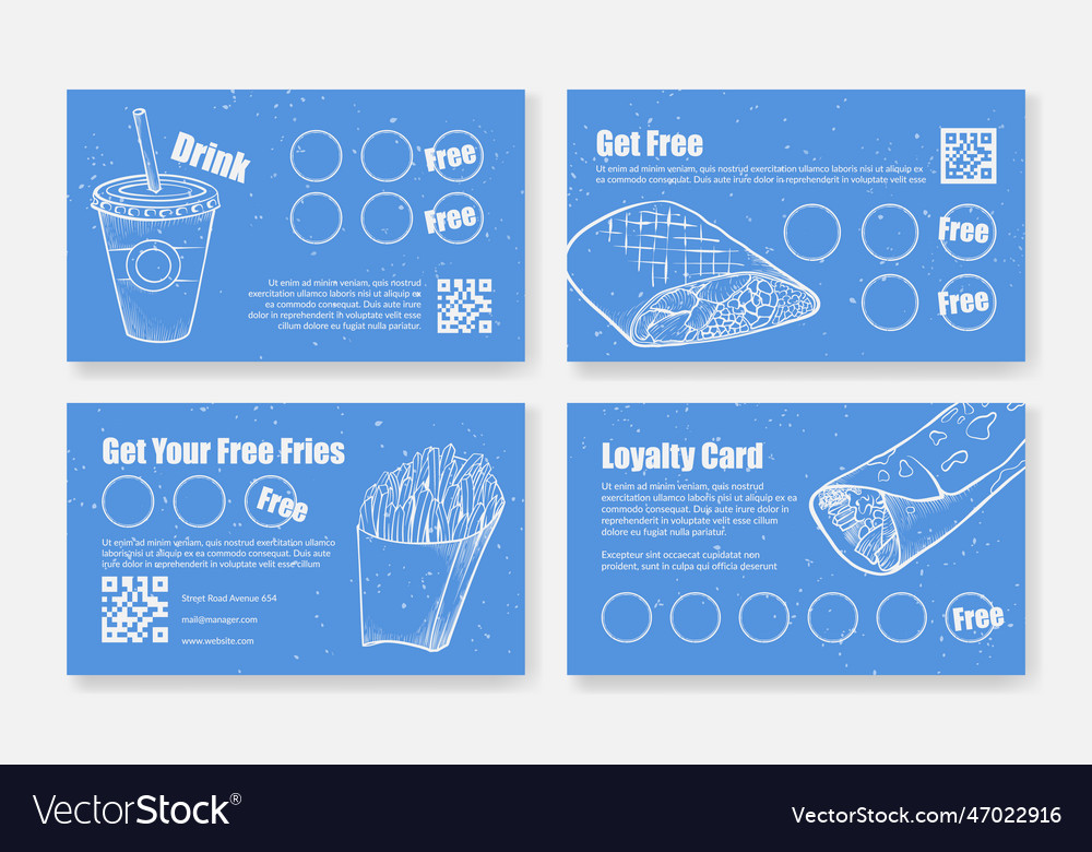 Fast food loyalty card paper coupon template Vector Image
