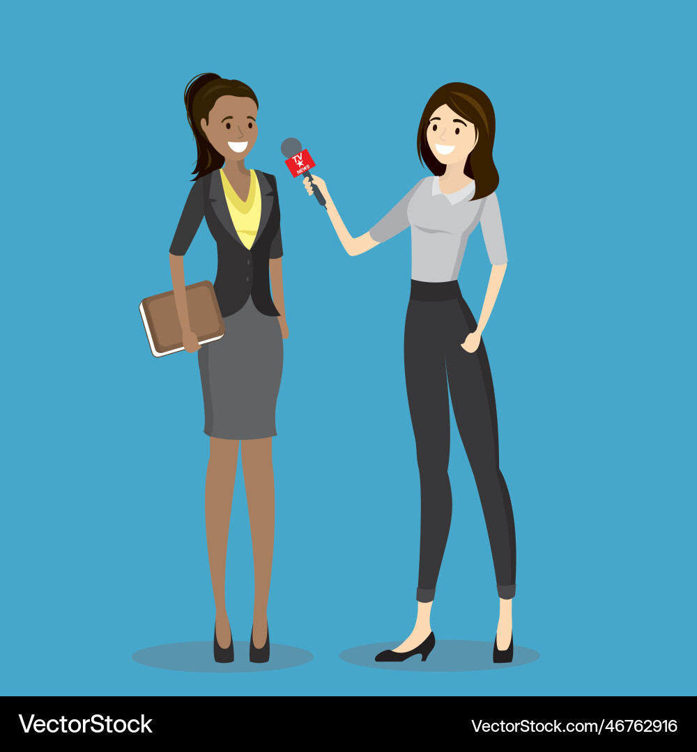 Female television reporter with microphone Vector Image