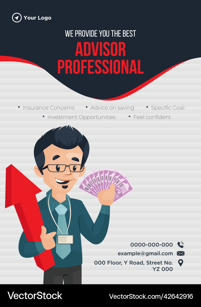 Flyer design of advisor professional Royalty Free Vector