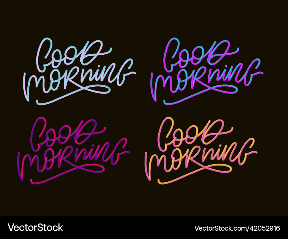 Good morning lettering calligraphy brush text Vector Image