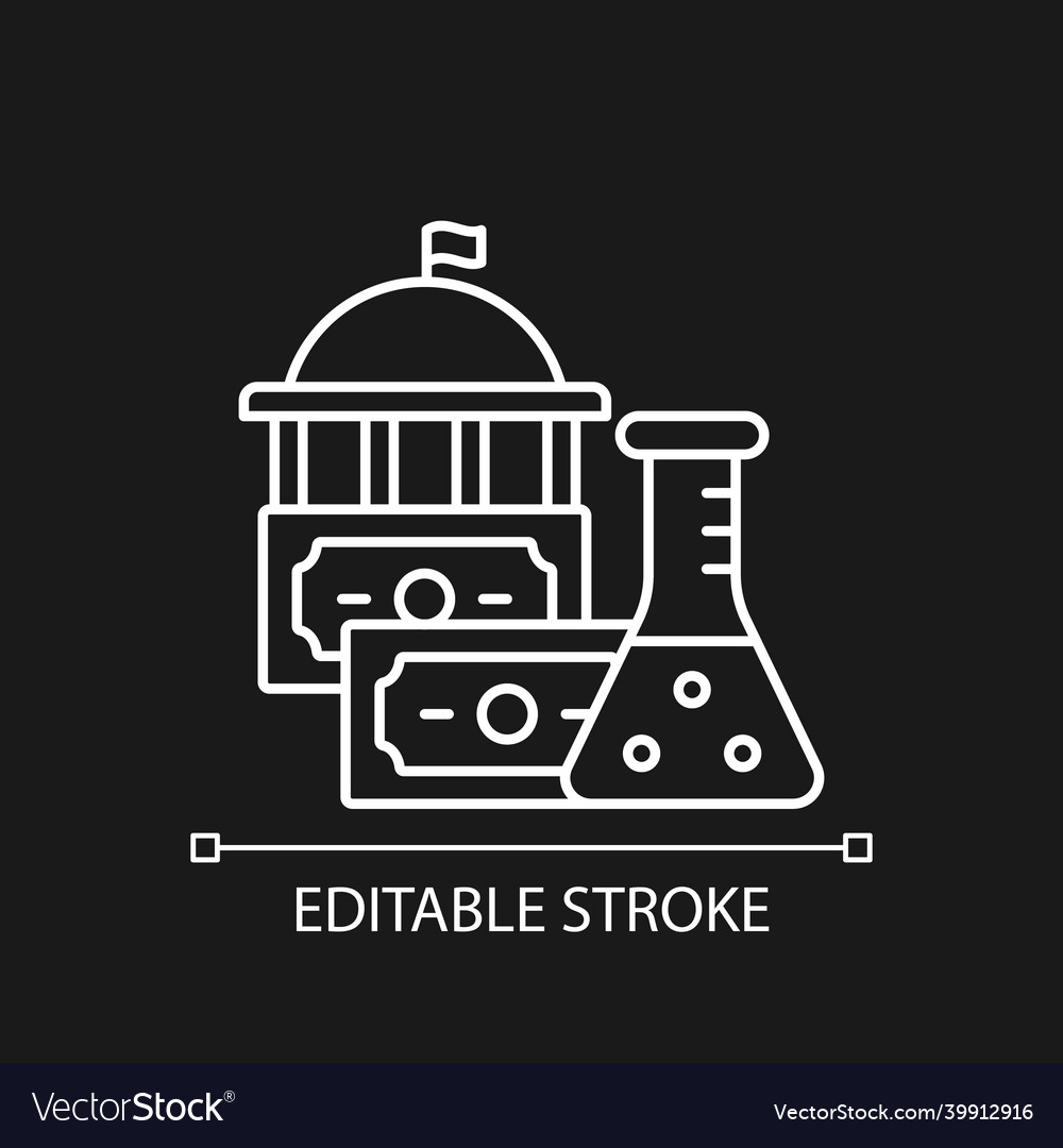 Government funding of research white linear icon Vector Image Government funding of research white linear icon Vector Image