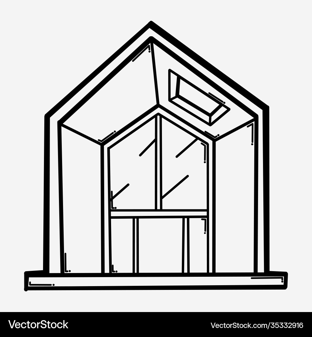 House building doodle icon drawing sketch hand Vector Image
