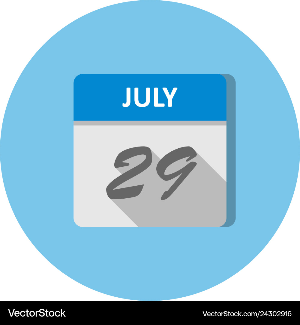 July 29th date on a single day calendar Royalty Free Vector