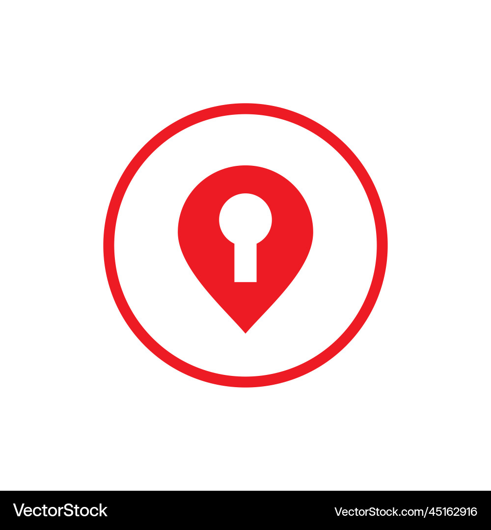 Map pin and keyhole logo design locked location Vector Image