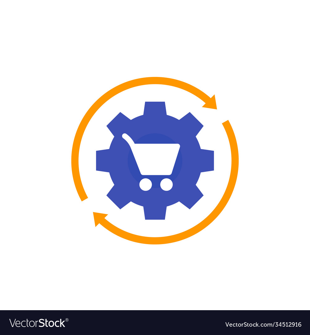 Order processing e-commerce icon flat Royalty Free Vector