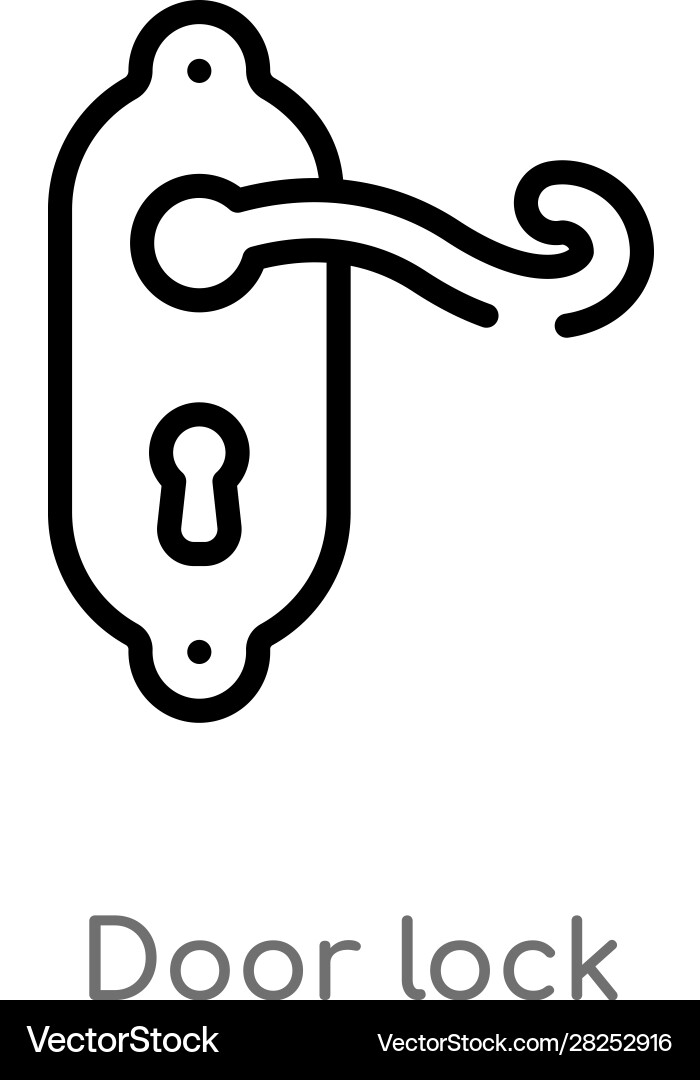 Outline door lock icon isolated black simple line Vector Image
